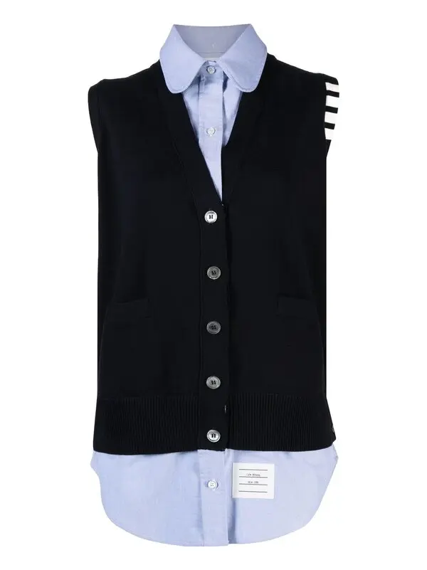 Thom Browne Milano Stitch Shirt Vest Combo - Blue