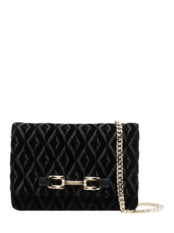 Elisabetta Franchi Quilted Velvet Crossbody Bag - Black