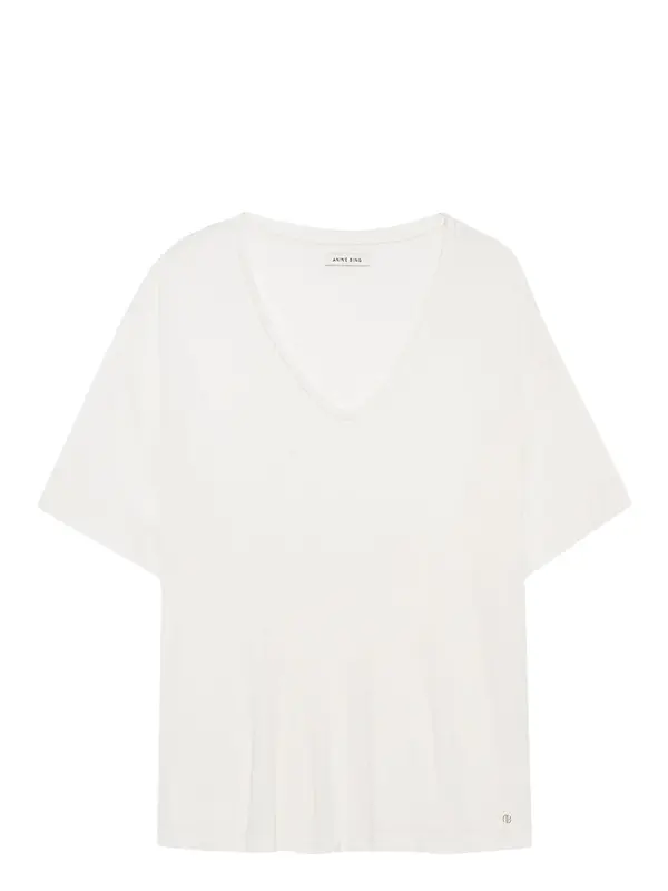 ANINE BING V-neck Short-sleeve T-shirt - White