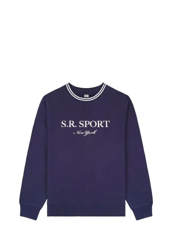 SPORTY & RICH Logo-print Crew-neck Sweatshirt - Blue