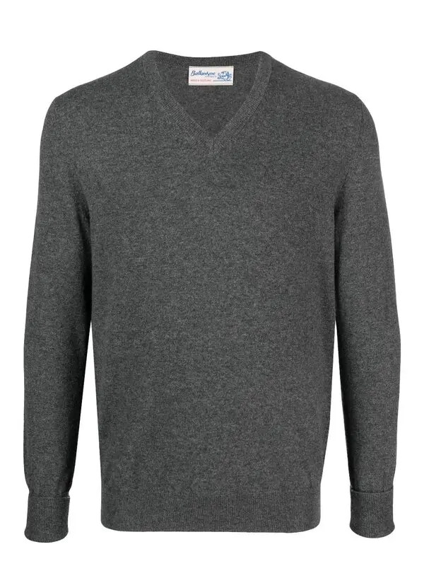 BALLANTYNE V-neck Cashmere Jumper - Grey