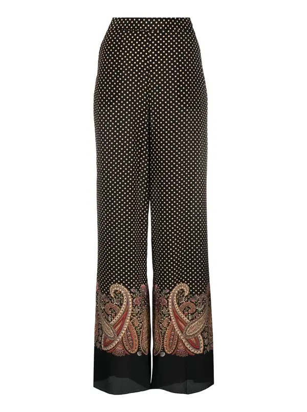Etro Paisley-print Wide-leg Trousers - Black