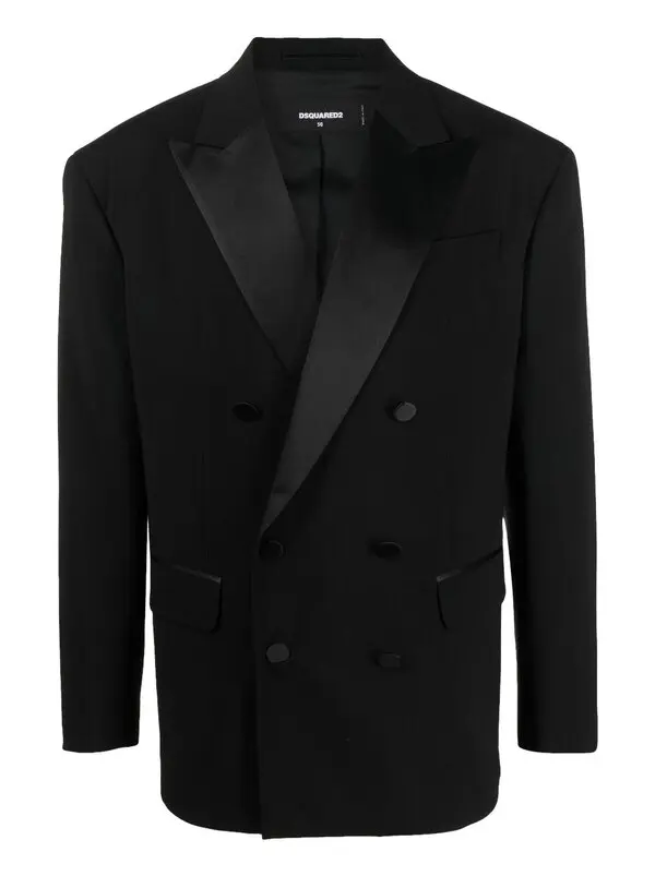 Dsquared2 Double-breasted Silk-lapels Blazer - Black