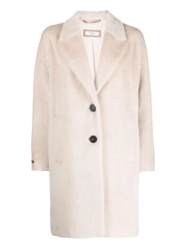 Peserico Single-breasted Alpaca-blend Coat - Neutrals