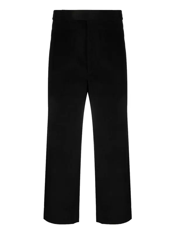Thom Browne Corduroy Trousers With Rwb Stripe - Black