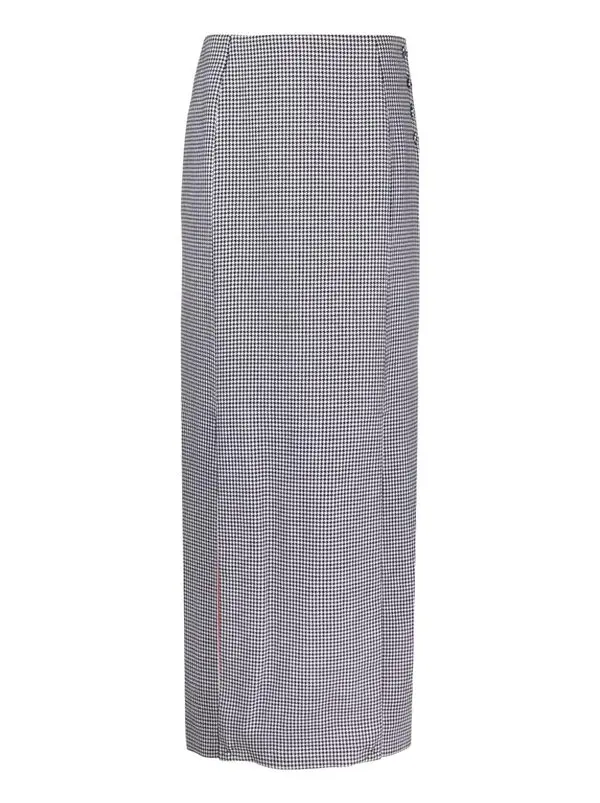 Thom Browne Houndstooth Wool Maxi Skirt - Black