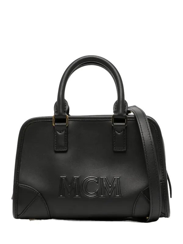 Mcm Mini Aren Embossed Leather Bag - Black