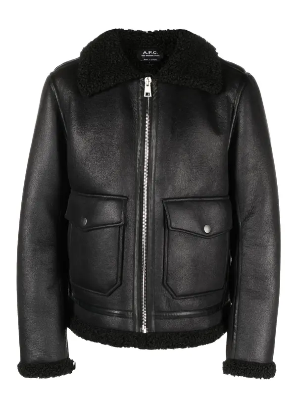A.p.c. Faux-shearling Trim Bomber Jacket - Black