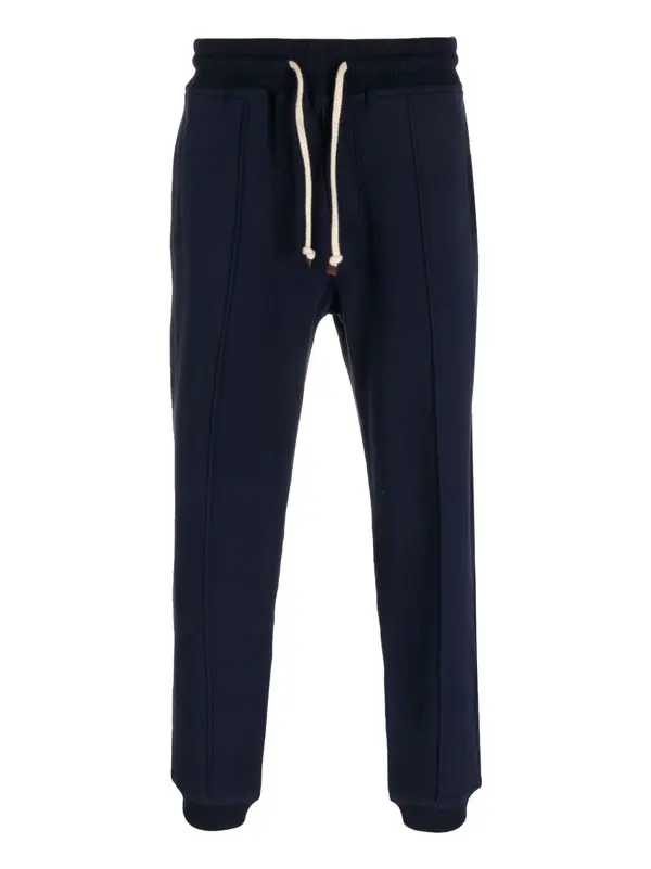 Brunello Cucinelli Drawstring Cotton Track Pants - Blue