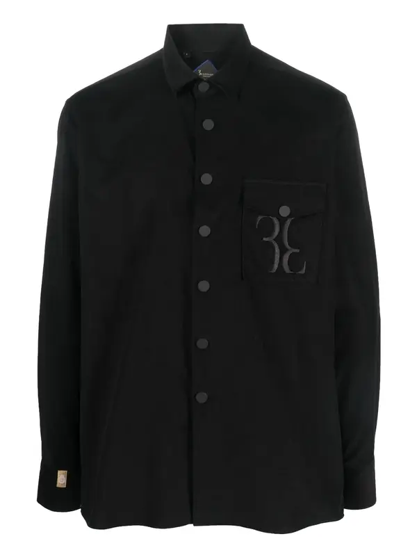 BILLIONAIRE Monogram-embroidered Cotton-corduroy Shirt - Black