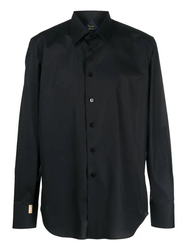 BILLIONAIRE Logo-embroidered Cotton Shirt - Black