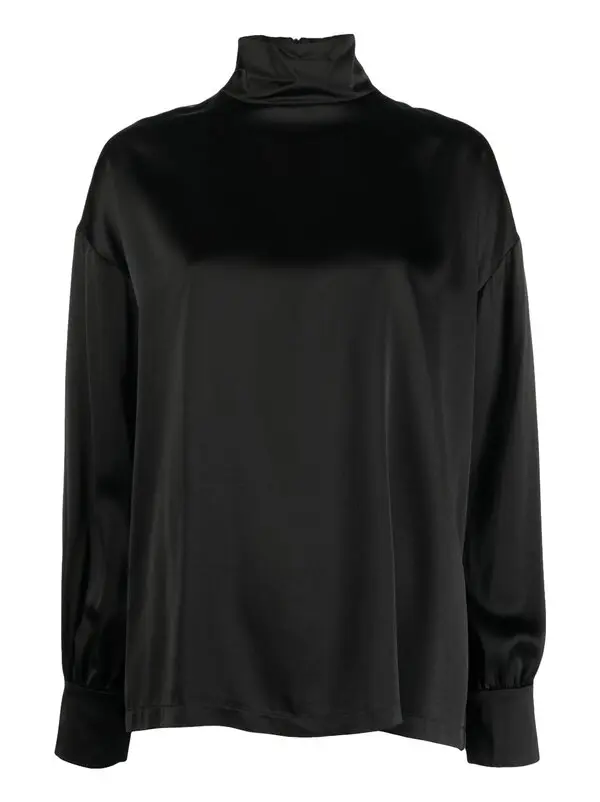 Fabiana Filippi High-neck Satin Blouse - Black