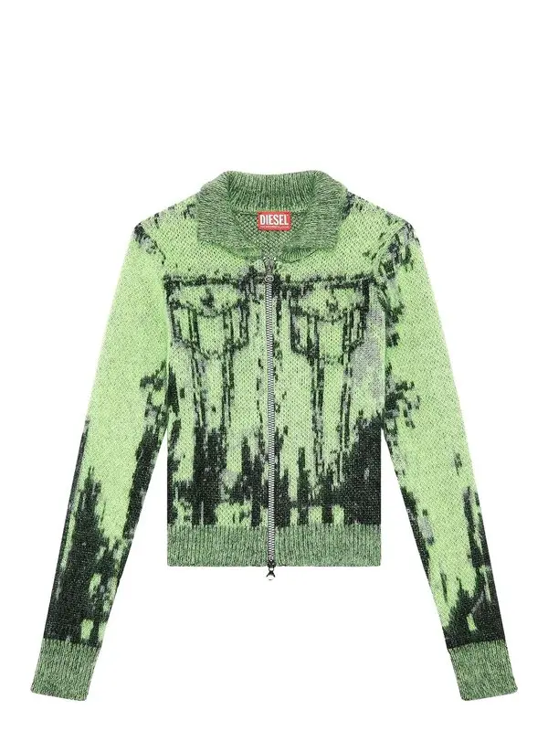 DIESEL® M-taphos Patterned Intarsia-knit Jumper - Green