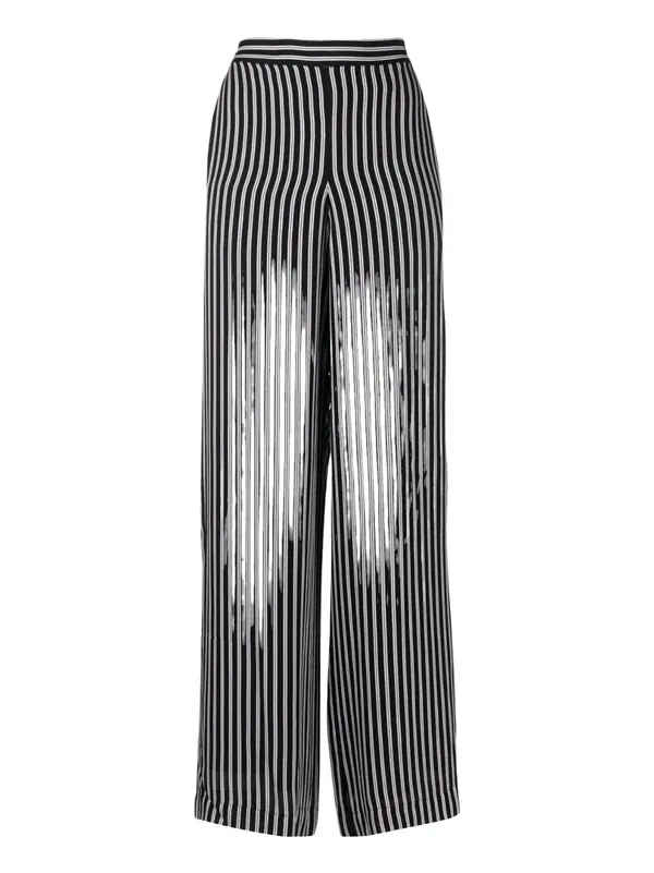 Michael Kors Striped Wide-leg Trousers - Black