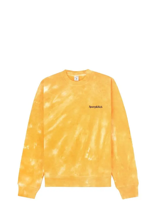 SPORTY & RICH Logo-embroidered Tie-dye Sweatshirt - Yellow