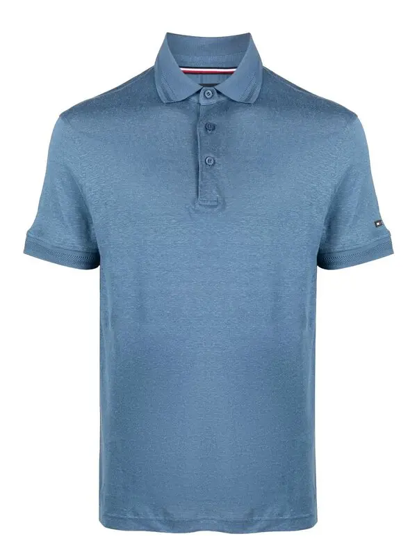 Tommy Hilfiger Logo-plaque Slub Polo Shirt - Blue