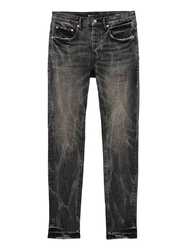 PURPLE BRAND Acid-wash Low-rise Skinny Jeans - Black