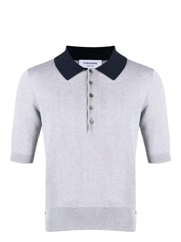Thom Browne Contrasting-collar Detail Polo Shirt - Grey