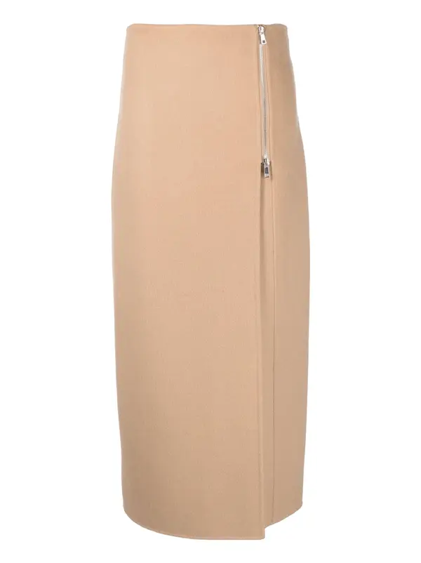 P.a.r.o.s.h Zip-up Wool Skirt - Neutrals