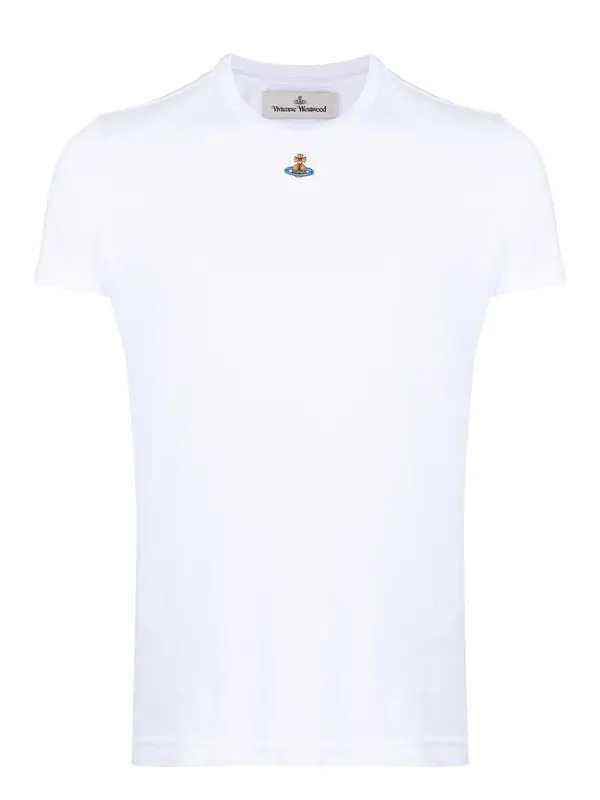 VIVIENNE WESTWOOD Orb Logo-embroidery Cotton T-shirt - White