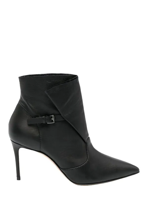 Casadei 80mm Buckled Leather Boots - Black