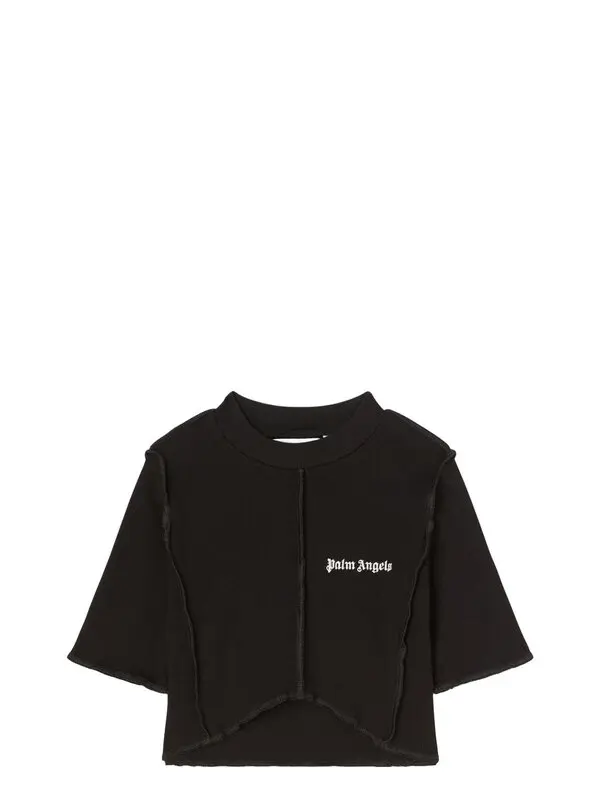 Palm Angels Logo-print Cropped Top - Black