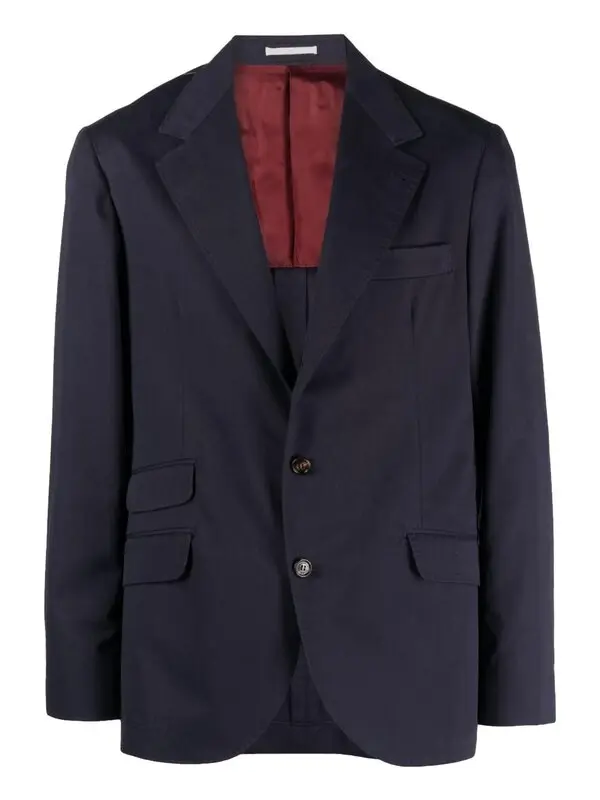 Brunello Cucinelli Single-breasted Cotton Blazer - Blue