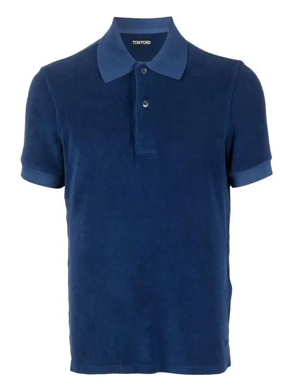 TOM FORD Towelling-finish Polo Shirt - Blue