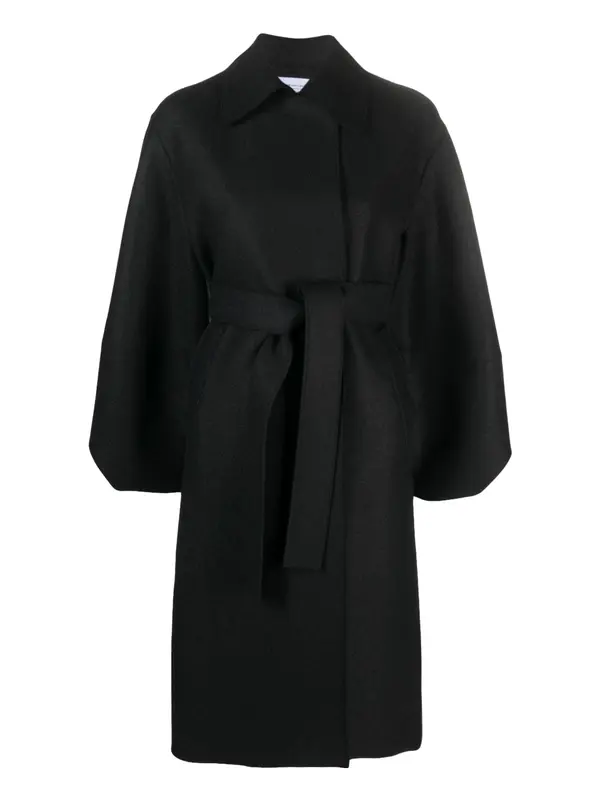 Harris Wharf London Tied-waist Virgin-wool Coat - Black
