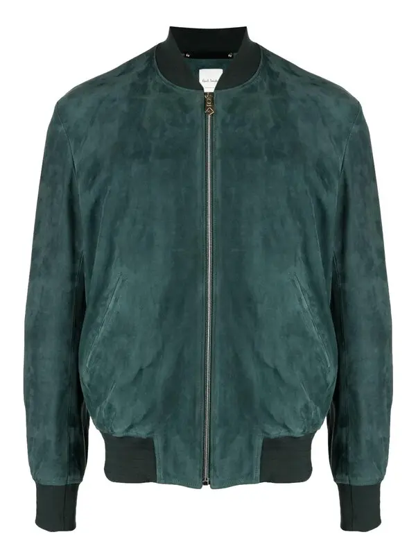 Paul Smith Leather Bomber Jacket - Green