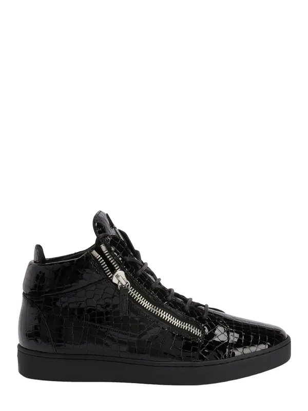 GIUSEPPE ZANOTTI Kriss Patent Mid-top Sneakers - Black