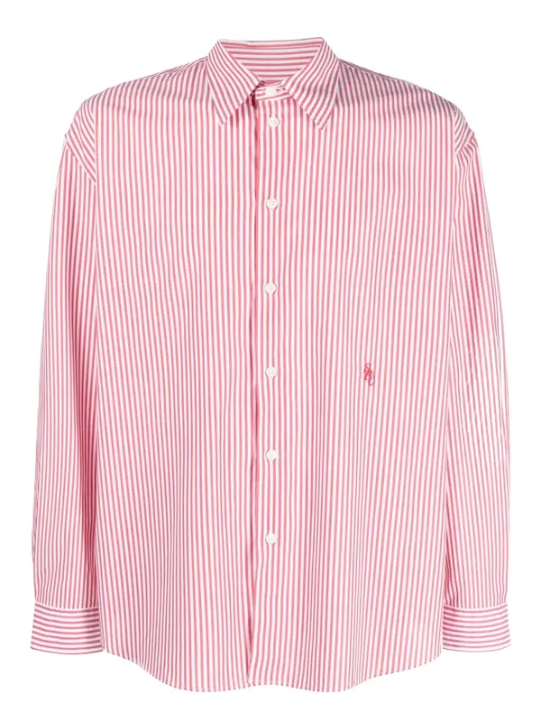SPORTY & RICH Stripe-print Cotton Shirt - Red