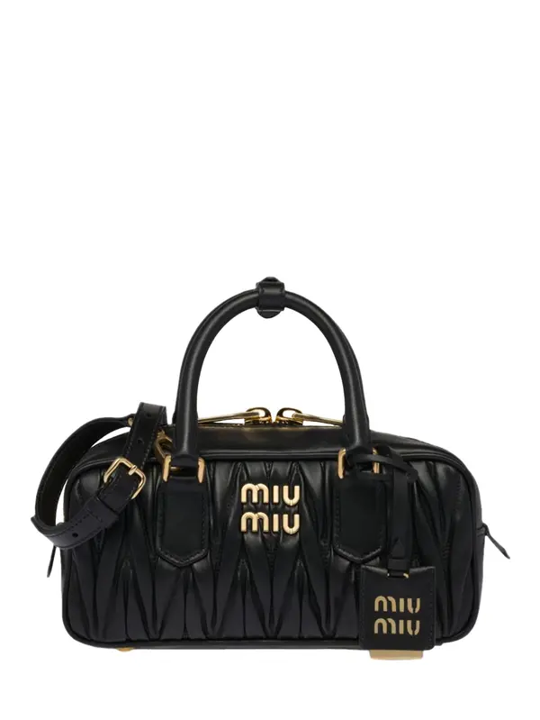 Miu Miu Arcadie Matelassé Leather Bag - Black