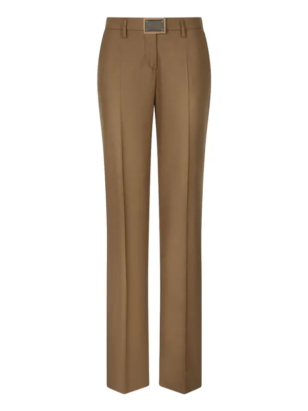 Dolce & Gabbana Logo-plaque Straight-leg Trousers - Brown