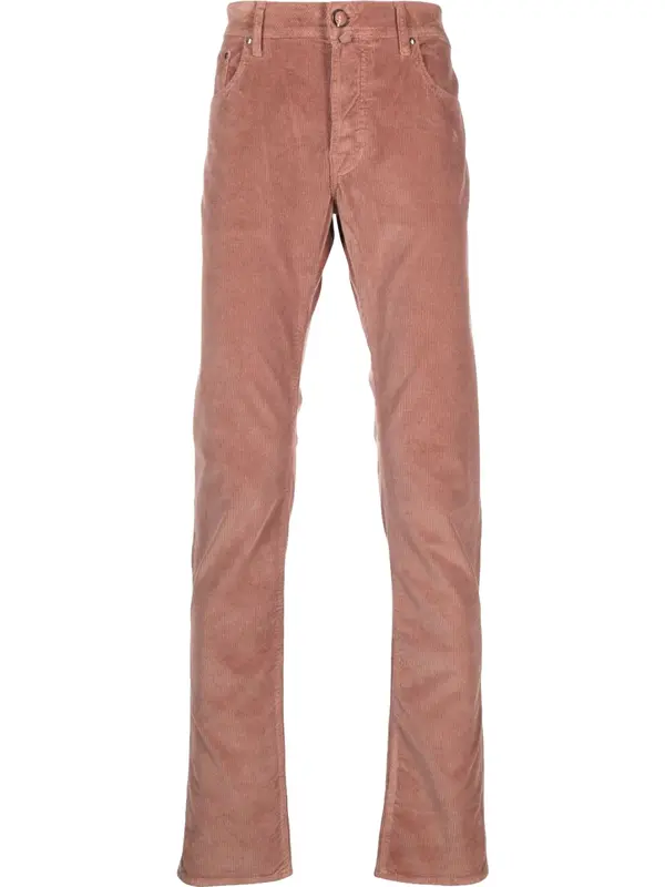 Jacob Cohen Mid-rise Slim-fit Corduroy Trousers - Pink