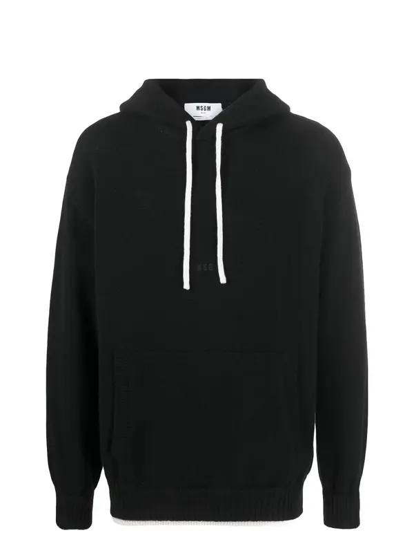 MSGM Contrasting Trim Drawstring Hoodie - Black