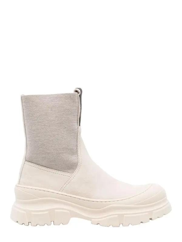 Brunello Cucinelli Monili-bead Panelled Ankle Boots - Neutrals