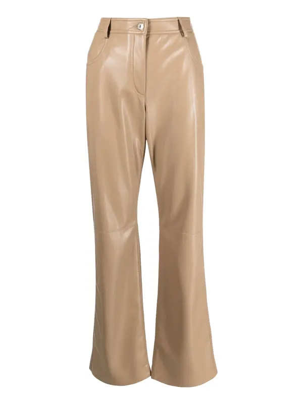 MSGM Faux-leather Trousers - Neutrals