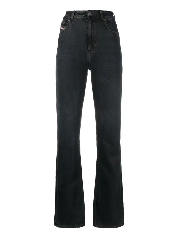 DIESEL® Logo-patch Bootcut Jeans - Black