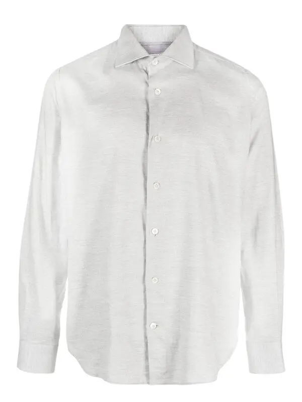 Eleventy Dandy Long-sleeved Cotton-lyocell Shirt - Grey