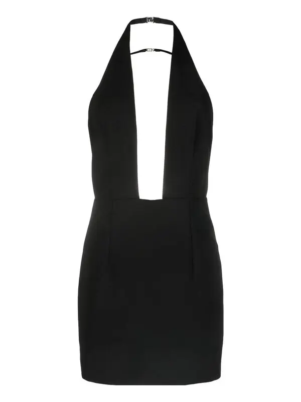 Dsquared2 Halterneck Open-back Minidress With Logo Plaque - Black