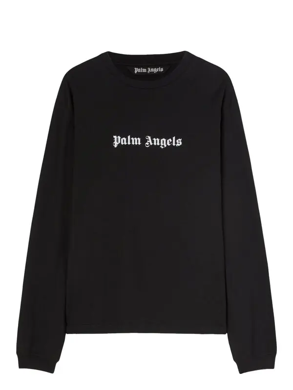 Palm Angels Embroidered-logo Long-sleeve T-shirt - Black