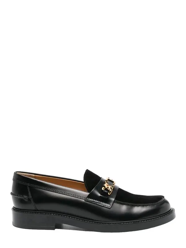 TOD'S Buckle-detail Leather Loafers - Black