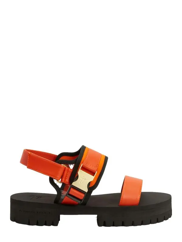 GIUSEPPE ZANOTTI Mederic Buckled Leather Sandals - Orange