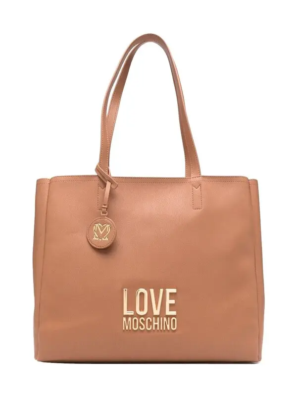 Moschino Logo Plaque Shoulder Bag - Brown