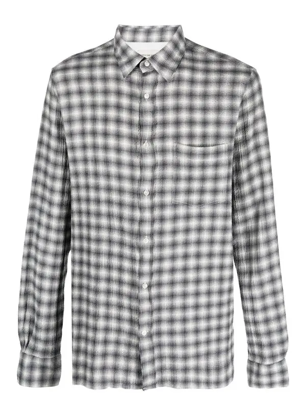 Officine Générale Graphic-print Seersucker Shirt - Grey