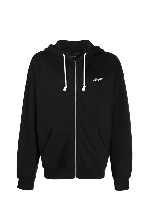 Axel Arigato Embroidered-logo Zip-fastening Hoodie - Black