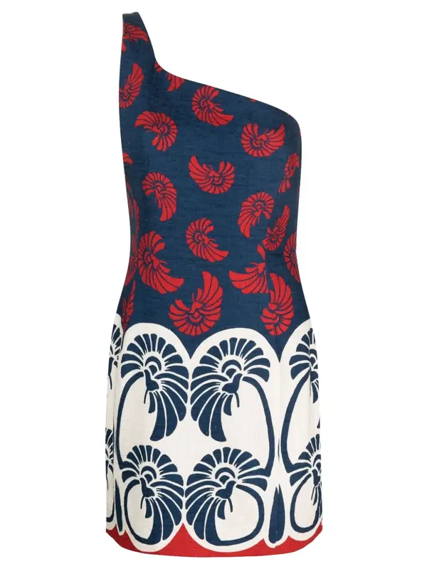 La DoubleJ Palmetto Placee-print Minidress - Blue