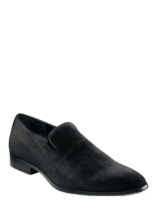 STACY ADAMS Savian Velour Loafer - Black