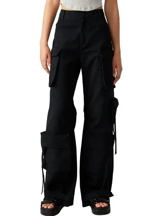 Steve Madden Duo Wide Leg Cargo Pants - Black